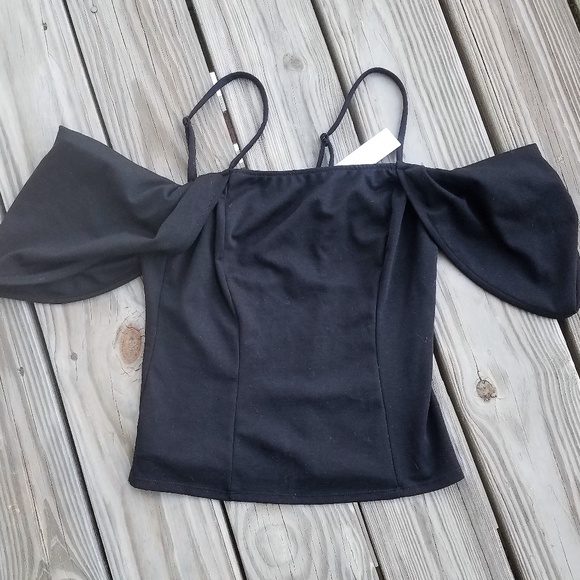 Anthropologie | Tops | Maria Draped Cold Shoulder Top In Black | Poshmark